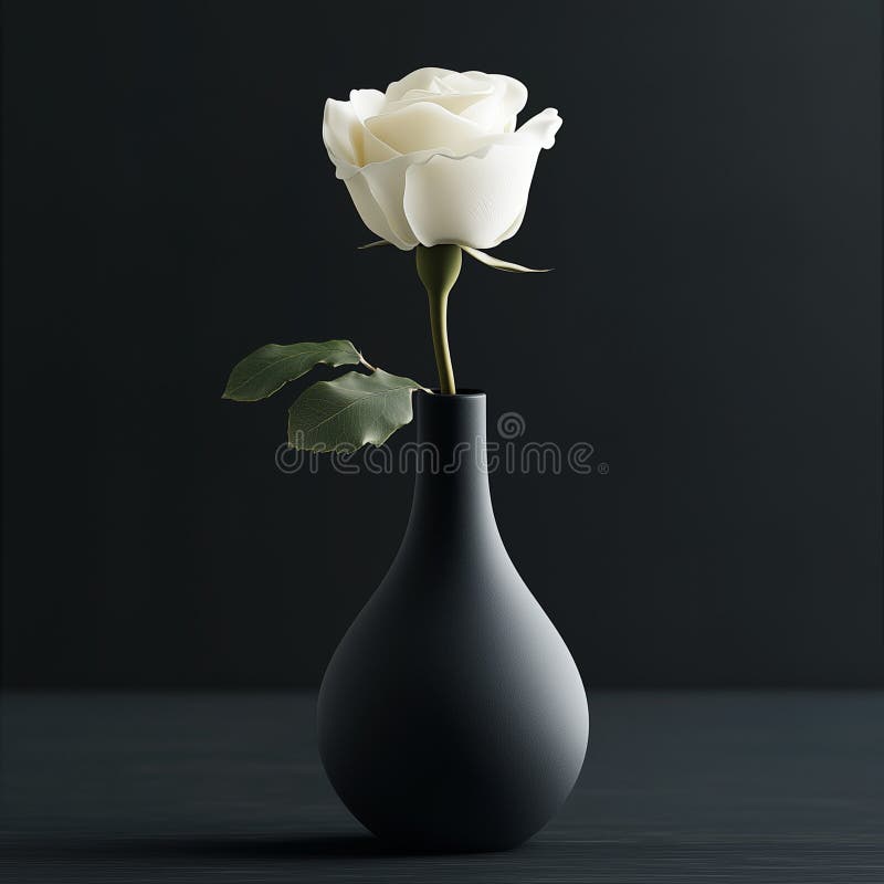 Elegance in Simplicity a Single White Rose in a Dark Vase Stock ...