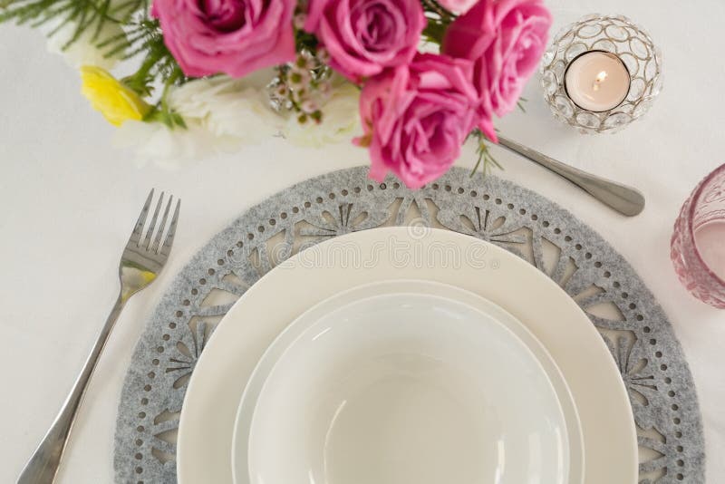 Elegance table setting stock image. Image of flower - 104576359
