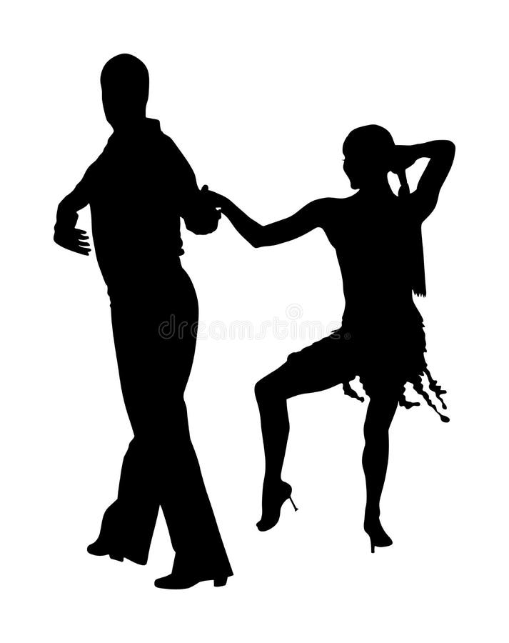 Elegance Tango Latino Dancers Vector Silhouette Isolated On White