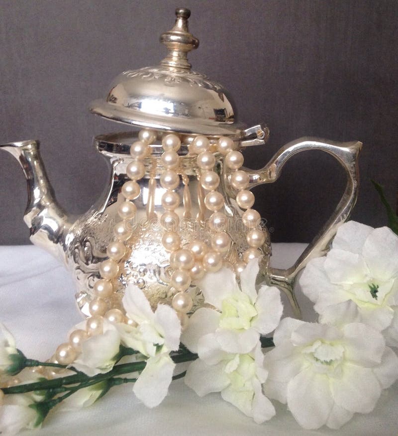 Elegance stock image. Image of pearls, teapot, simple - 49072107