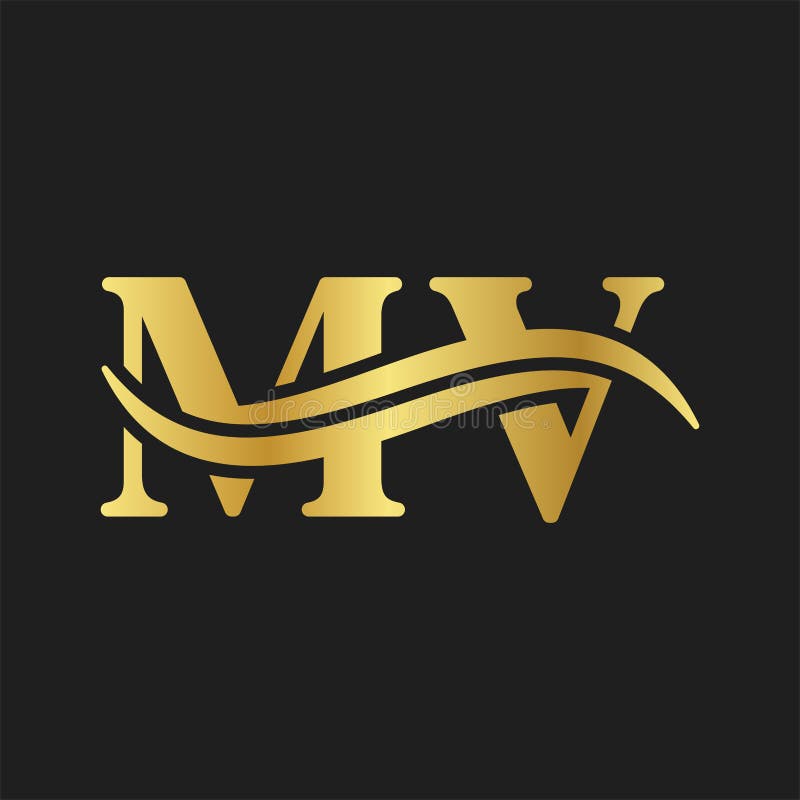 Letter MV Logo Wave Monogram Minimal Design Stock Vector - Illustration ...