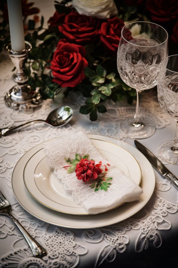 Elegance Unveiled: a Hyper Realistic Wedding Table Setting Stock ...