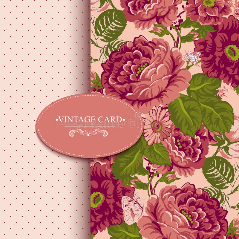 Elegance Vintage Floral Card with Roses Stock Vector - Illustration of ...