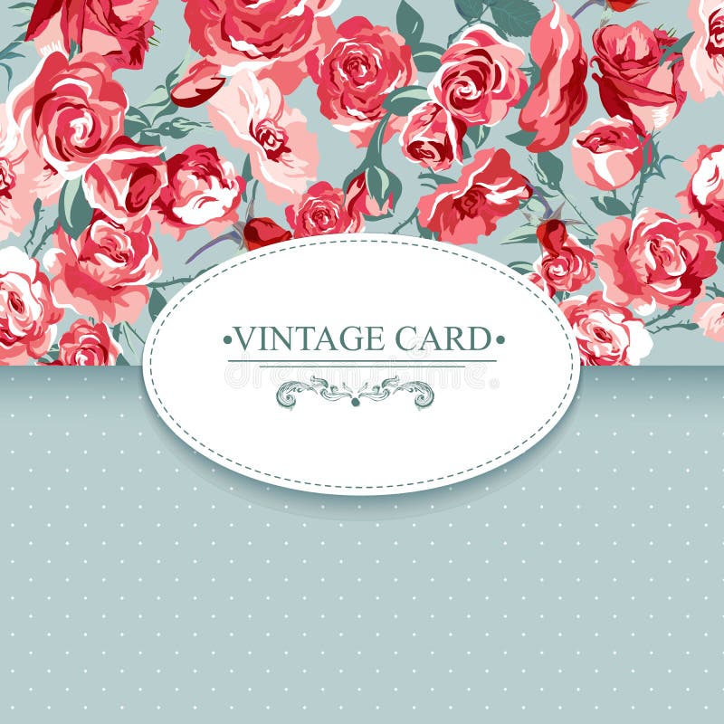 Elegance Vintage Floral Card with Roses Stock Vector - Illustration of ...