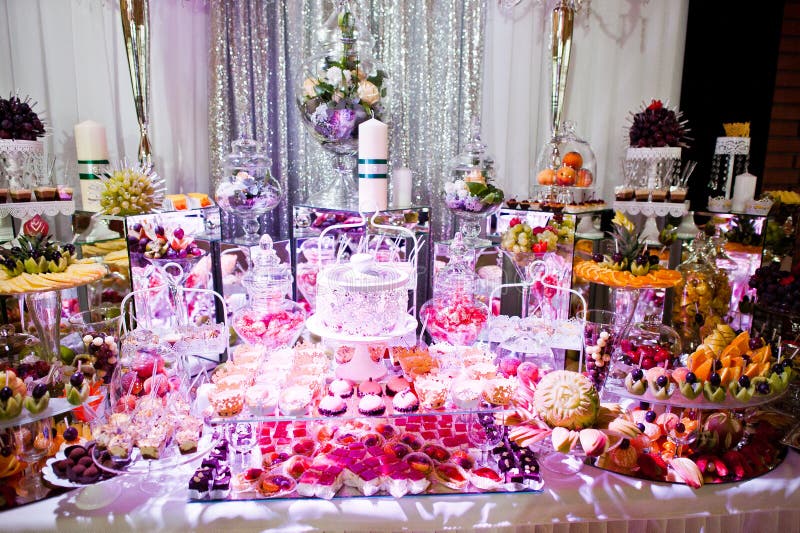 Elegance Wedding Reception Table with Food and Decor. Stock Photo ...