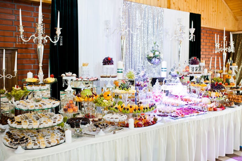 Elegance Wedding Reception Table with Food and Decor. Stock Image ...
