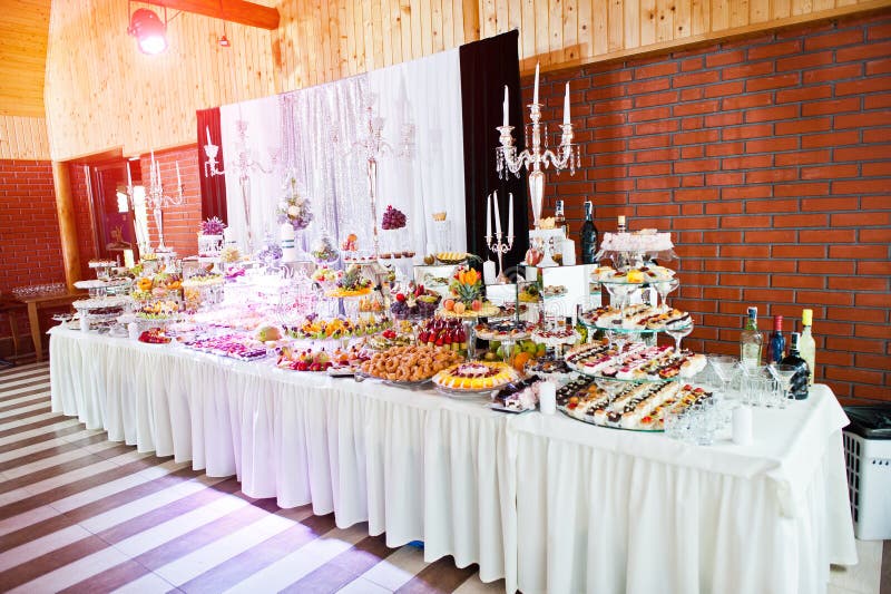 Elegance Wedding Reception Table with Food and Decor. Stock Image ...
