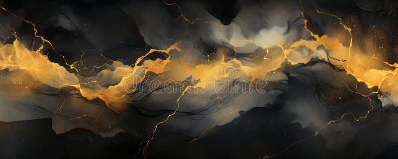Elegant Abstract Art with Flowing Gold and Black Patterns, Featuring ...