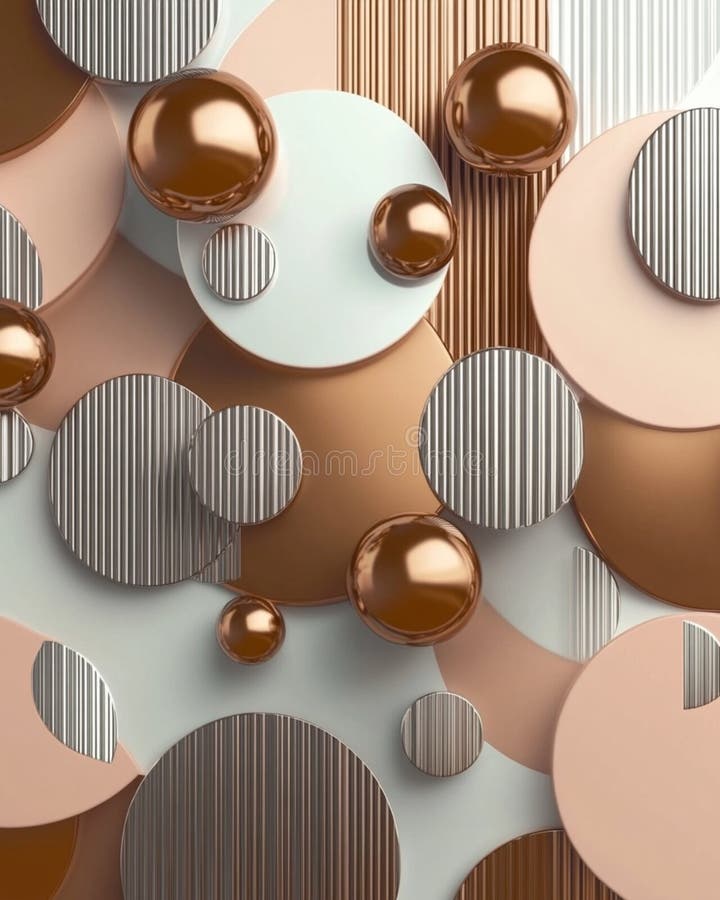 Abstract Composition of Copper and Silver Spheres and Discs Creating ...
