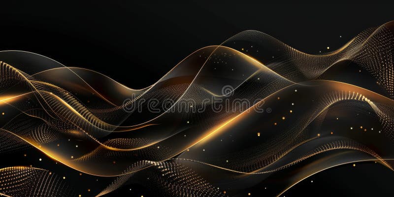 Elegant Abstract Black and Gold Wave Pattern with Dynamic Light Effects ...