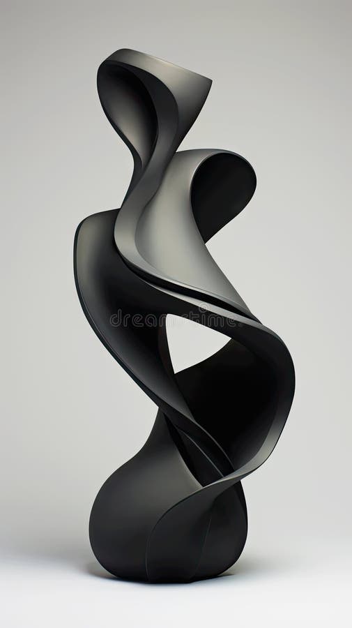 Elegant Abstract Black Sculpture with Smooth, Flowing Curves, Creating ...