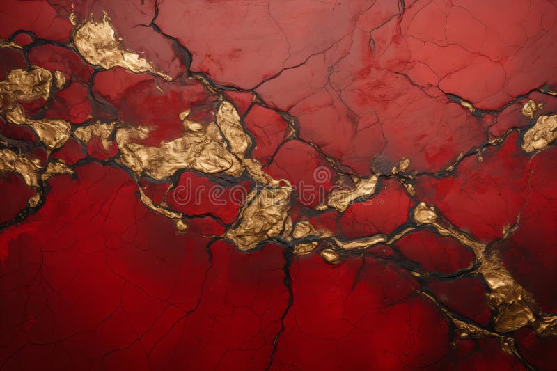 Elegant Abstract Design with Rich Red and Gold Textures and Intricate ...