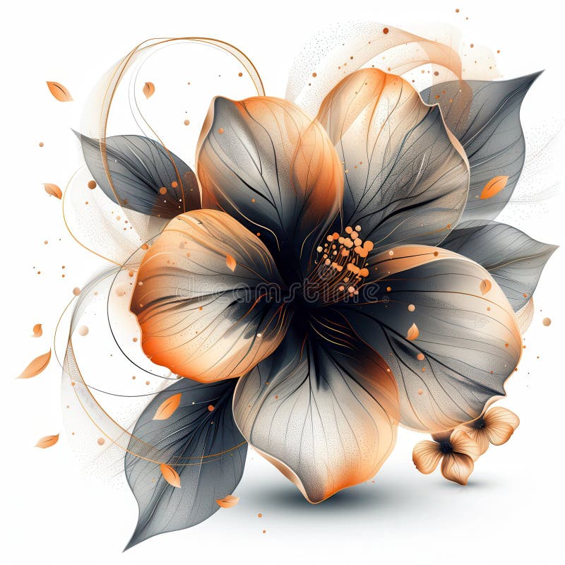 Elegant Abstract Flower Design with Golden Banner Stock Illustration ...