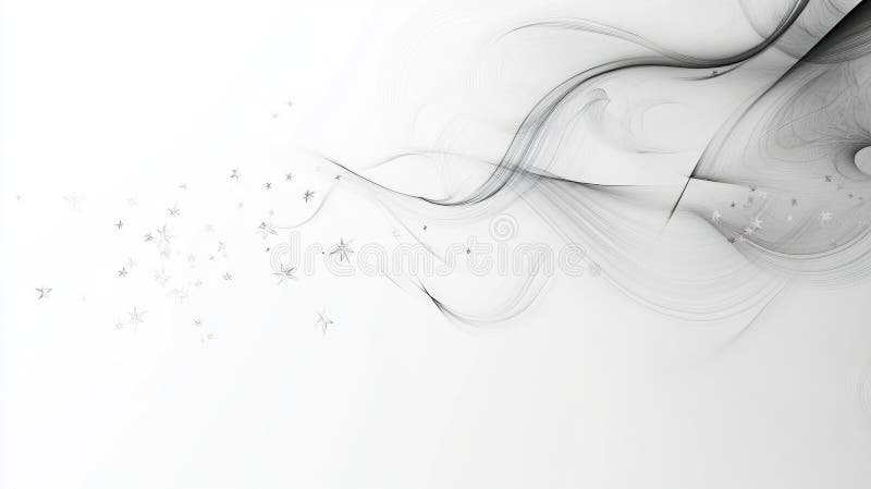 Elegant Abstract Flowing Lines and Stars Design on White Background ...