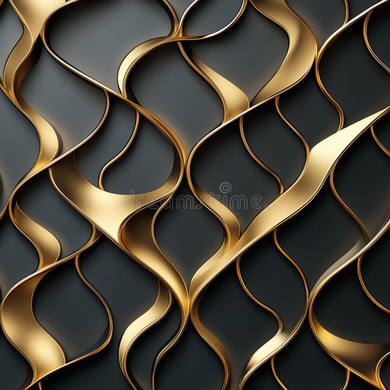 Elegant Abstract Gold Wave Patterns on a Dark Background. Stock Image ...