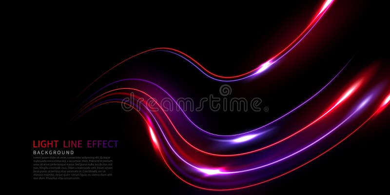 Elegant Abstract Light Line Effect Design Vector Illustration on Black ...
