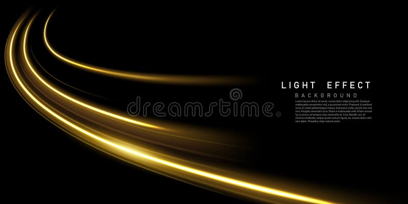 Elegant Abstract Light Line Effect Design Vector Illustration on Black ...