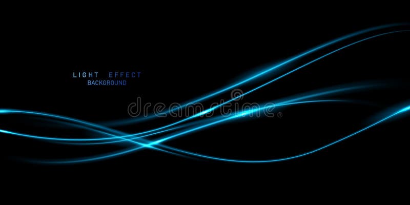 Elegant Abstract Light Line Effect Design Vector Illustration on Black ...