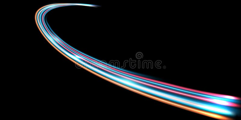 Elegant Abstract Light Line Effect Design Vector Illustration on Black ...