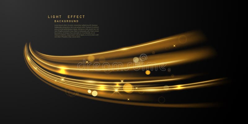 Elegant Abstract Light Line Effect Design Vector Illustration on Black ...