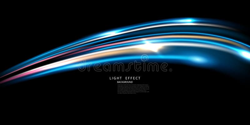 Elegant Abstract Light Line Effect Design Vector Illustration on Black ...