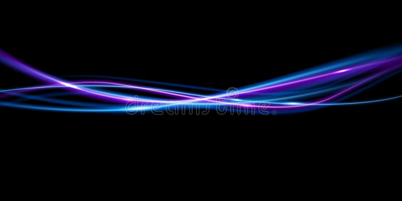 Elegant Abstract Light Line Effect Design Vector Illustration on Black ...