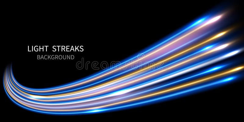 Elegant Abstract Light Line Effect Design Vector Illustration on Black ...