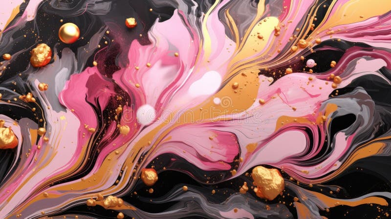 Elegant Abstract Marble Texture With Gold And Pink Swirls Generativeai Stock Image Image Of