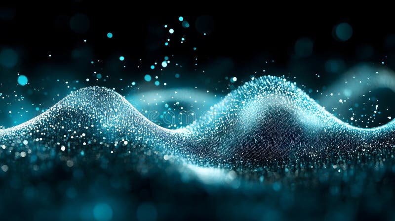 Abstract Teal Particle Wave Background Digital Art Technology Energy ...