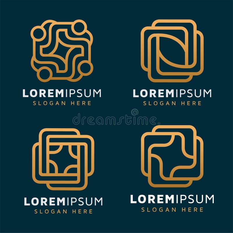 Elegant Abstract Square Line Logo Design Stock Vector - Illustration of ...