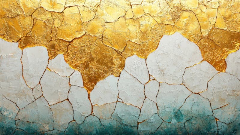 Elegant Abstract Surface with Cracked Gold and White Textures for Art ...