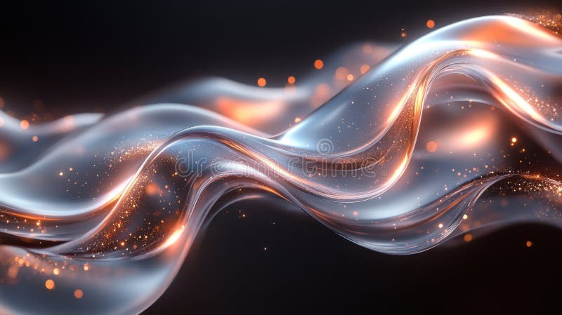 Elegant Abstract Wave with Glowing Orange Sparks Design for Background ...