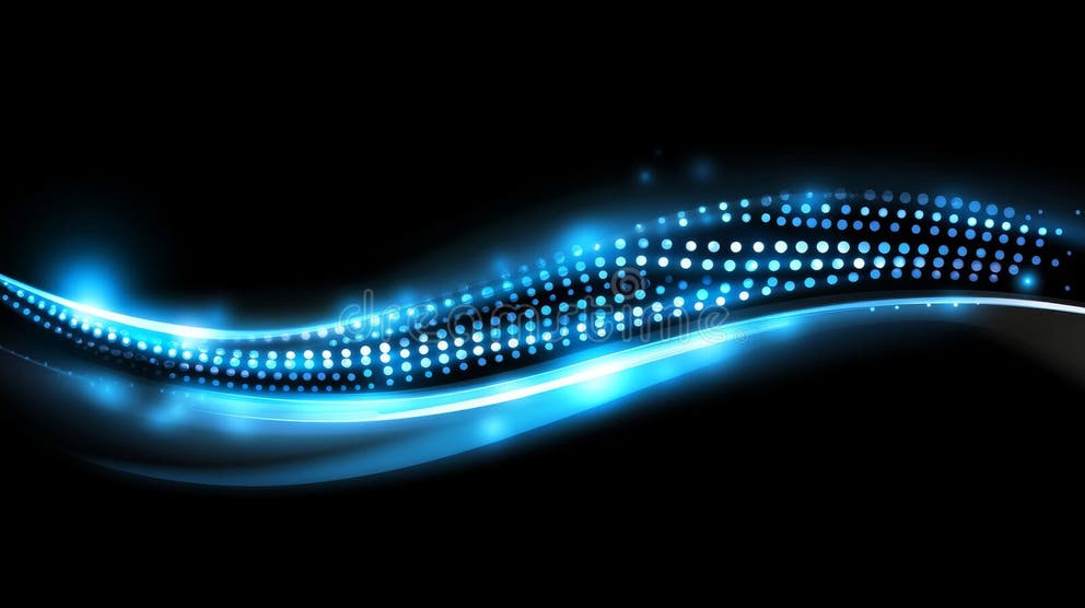An Elegant Abstract Wave Technology Backdrop Dotted with a Blue Digital ...
