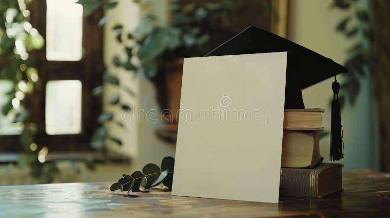 Elegant Aesthetic Invitation Template for Graduation, Empty White Blank ...