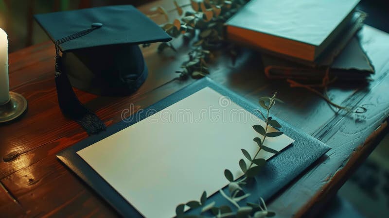 Elegant Aesthetic Invitation Template for Graduation, Empty White Blank ...