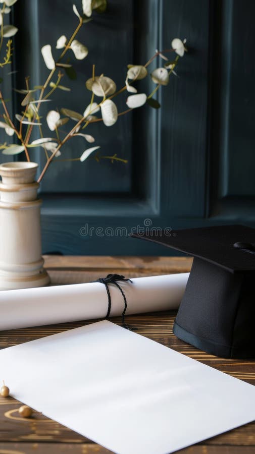 Elegant Aesthetic Invitation Template for Graduation, Empty White Blank ...