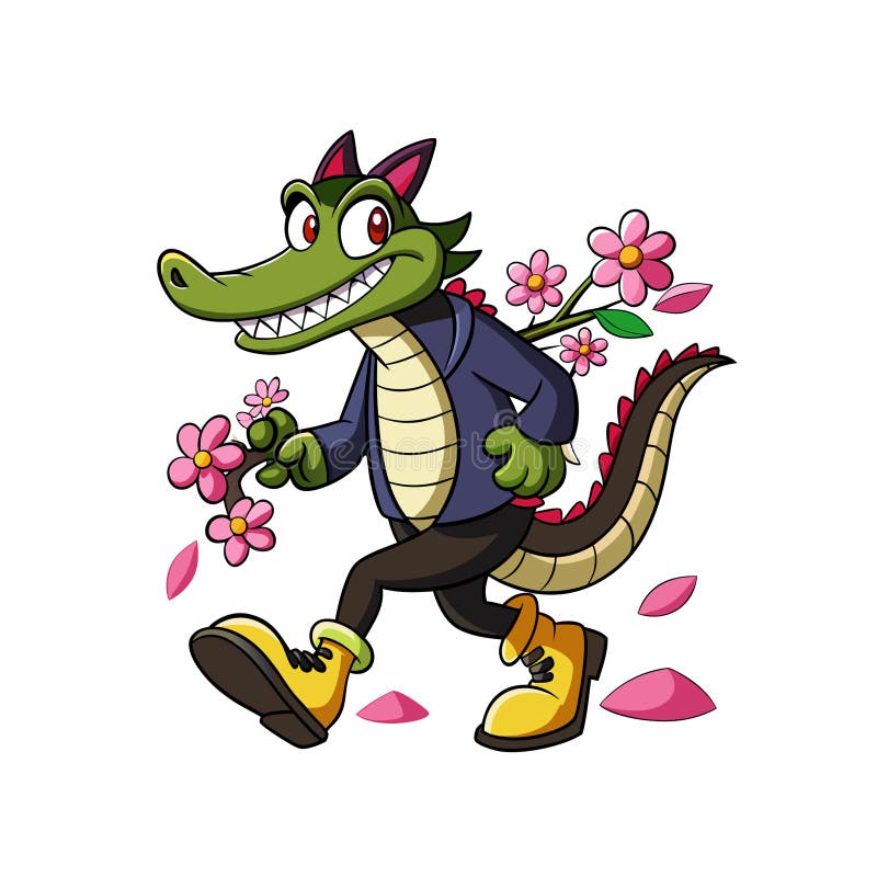 Elegant Alligator Character in Art Deco Style Stock Image ...