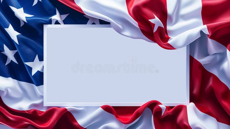 : Elegant American Flag Draped Frame with Blank Space for Custom Text ...