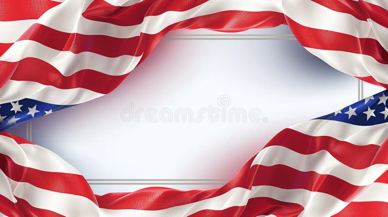 : Elegant American Flag Draped Frame with Blank Space for Custom Text ...