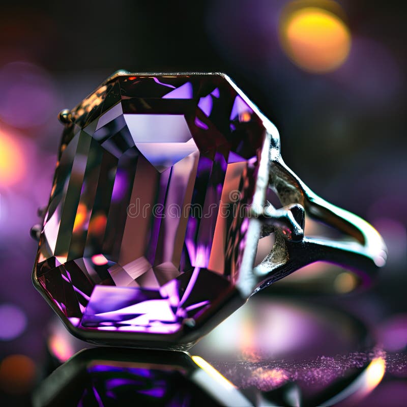 Elegant Amethyst Silver Ring Illustration. Generative AI. Stock ...