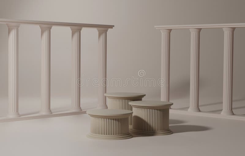 Elegant Ancient Greek Pillar Podiums on Cream Background Stock ...