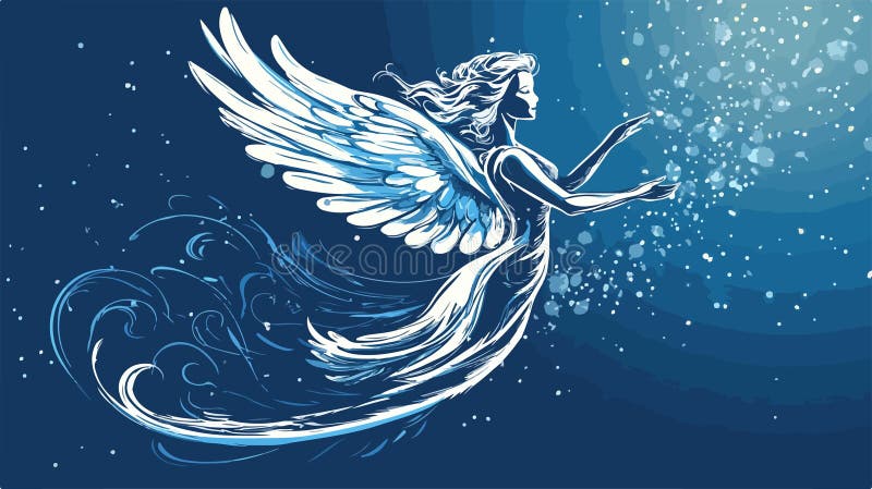 Elegant Angel Design on Blue Background Vector Stock Vector ...