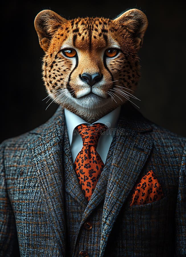 Elegant Anthropomorphic Leopard in a Sophisticated Suit with a ...