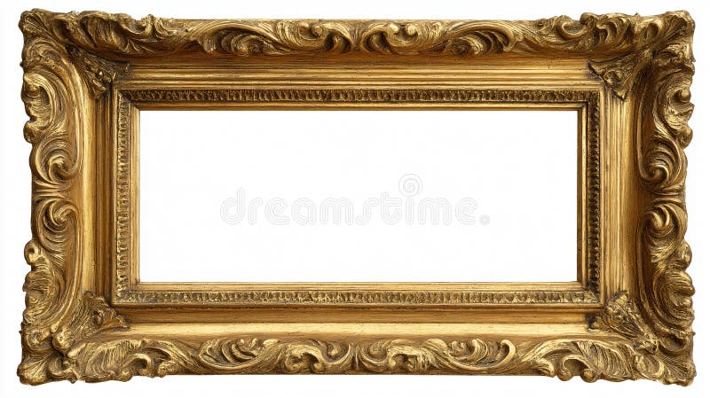Elegant Antique Golden Rectangular Picture Frame Cut Out Stock ...