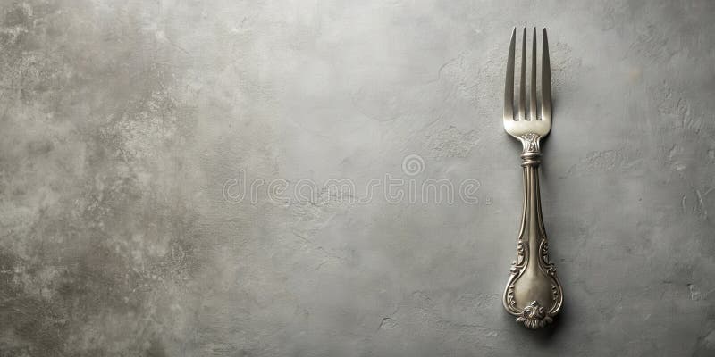 Elegant Antique Silver Fork on Textured Surface, Perfect for Culinary ...
