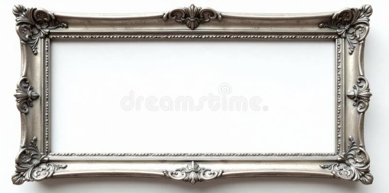 Elegant Antique Silver Frame, Distressed Details, Clean White ...