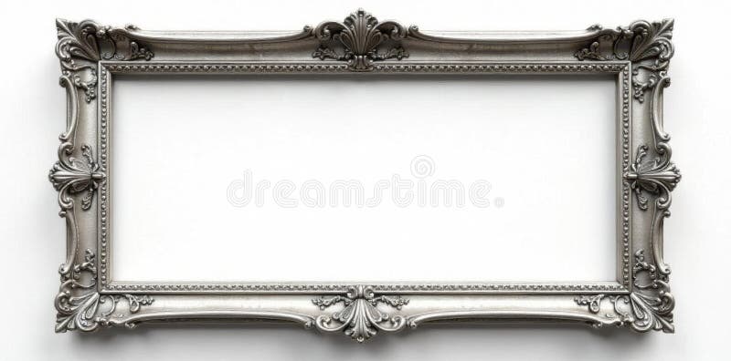 Elegant Antique Silver Frame, Distressed Details, Clean White ...