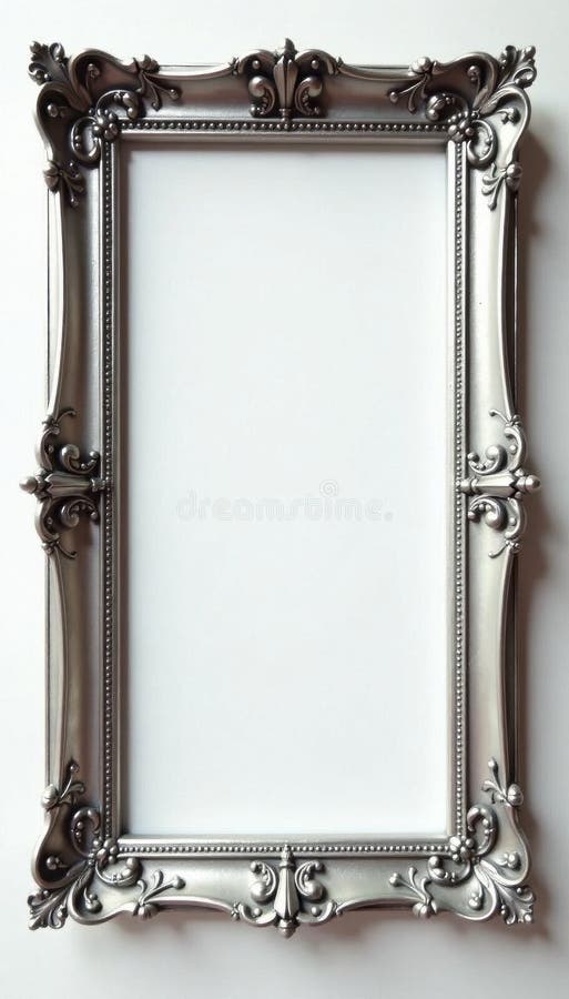 Elegant Antique Silver Picture Frames, Pristine White Backdrop, Texture, Gallery Frame Stock ...
