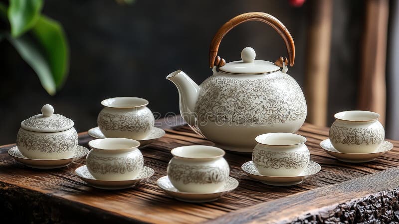 Elegant Antique Tea Set Classic Design Stock Photo - Image of teacup ...