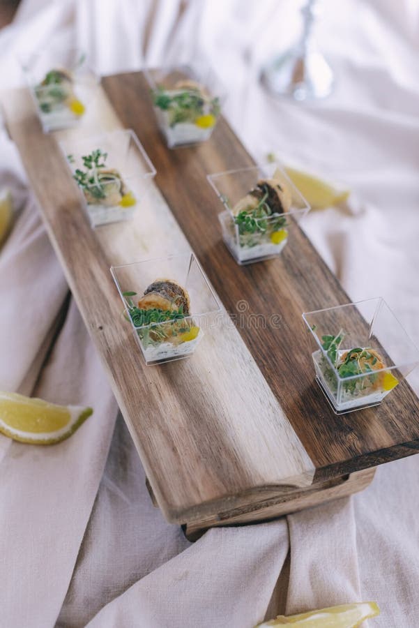 Elegant Appetizers on Wooden Serving Board Stock Photo - Image of ...